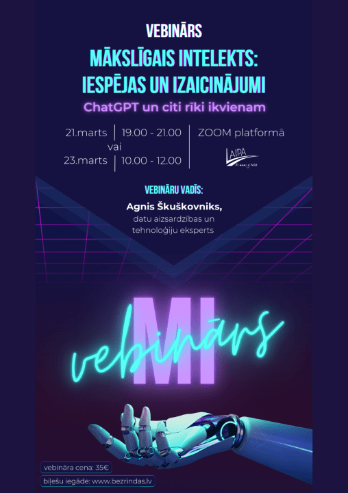 Mākslīgais intelekts: iespējas un izaicinājumi. ChatGPT un citi rīki ikvienam. 21.03.2023 ...